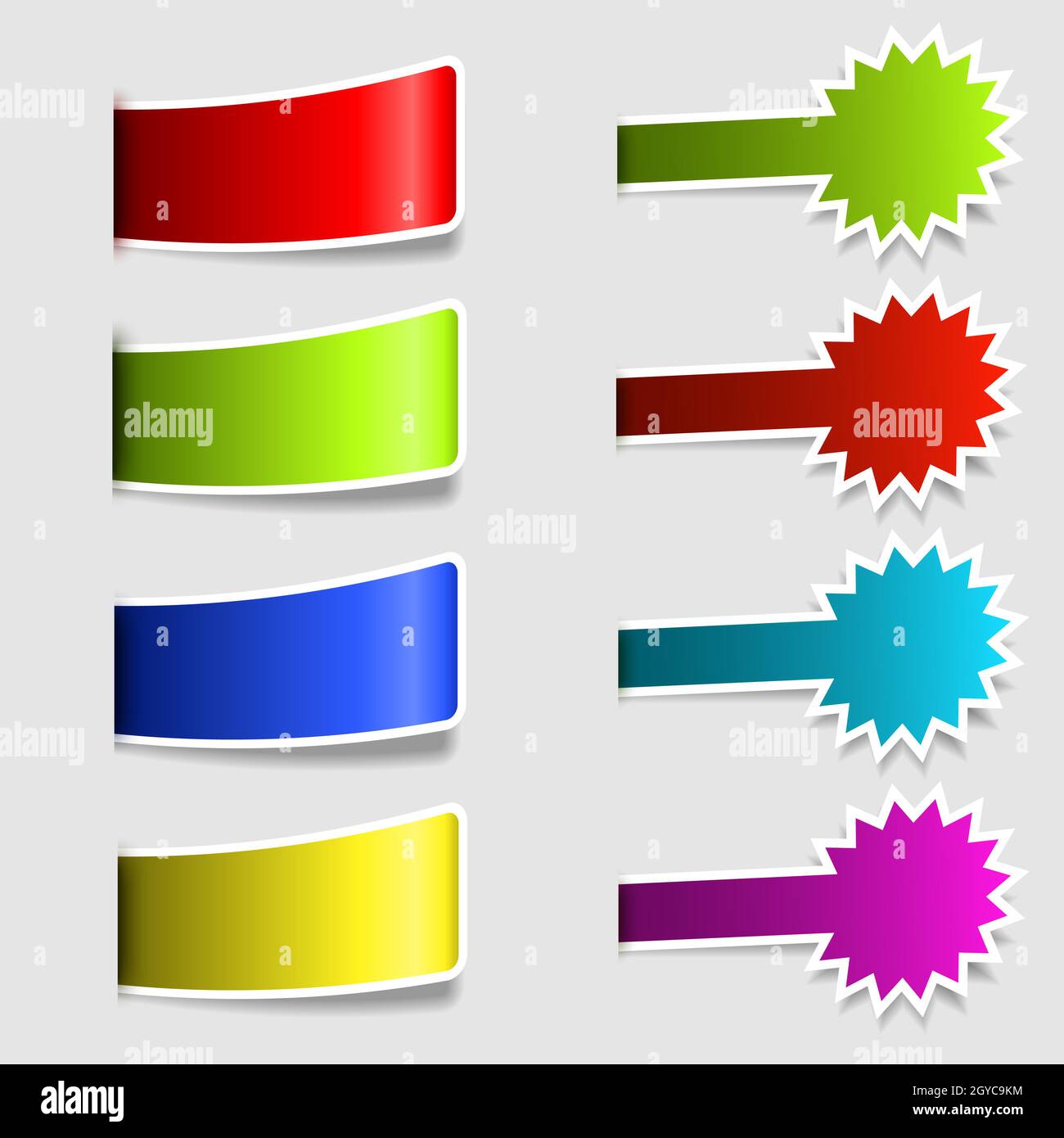 Collection of various colorful labels with drop shadows Stock Photo - Alamy