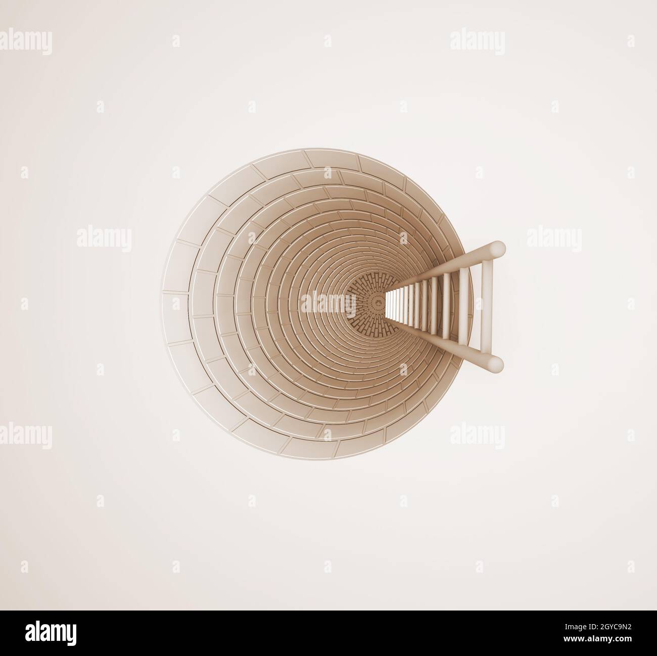 3D render of a ladder leading down a hole Stock Photo - Alamy