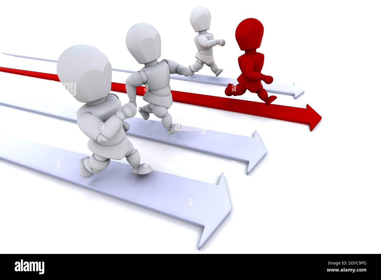 3D render of a man leading a running race Stock Photo - Alamy