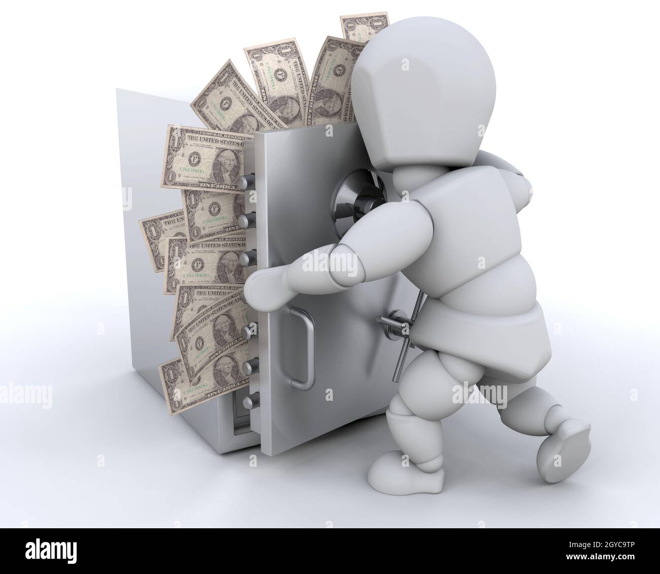 3D render showing someone stashing money in a safe Stock Photo - Alamy