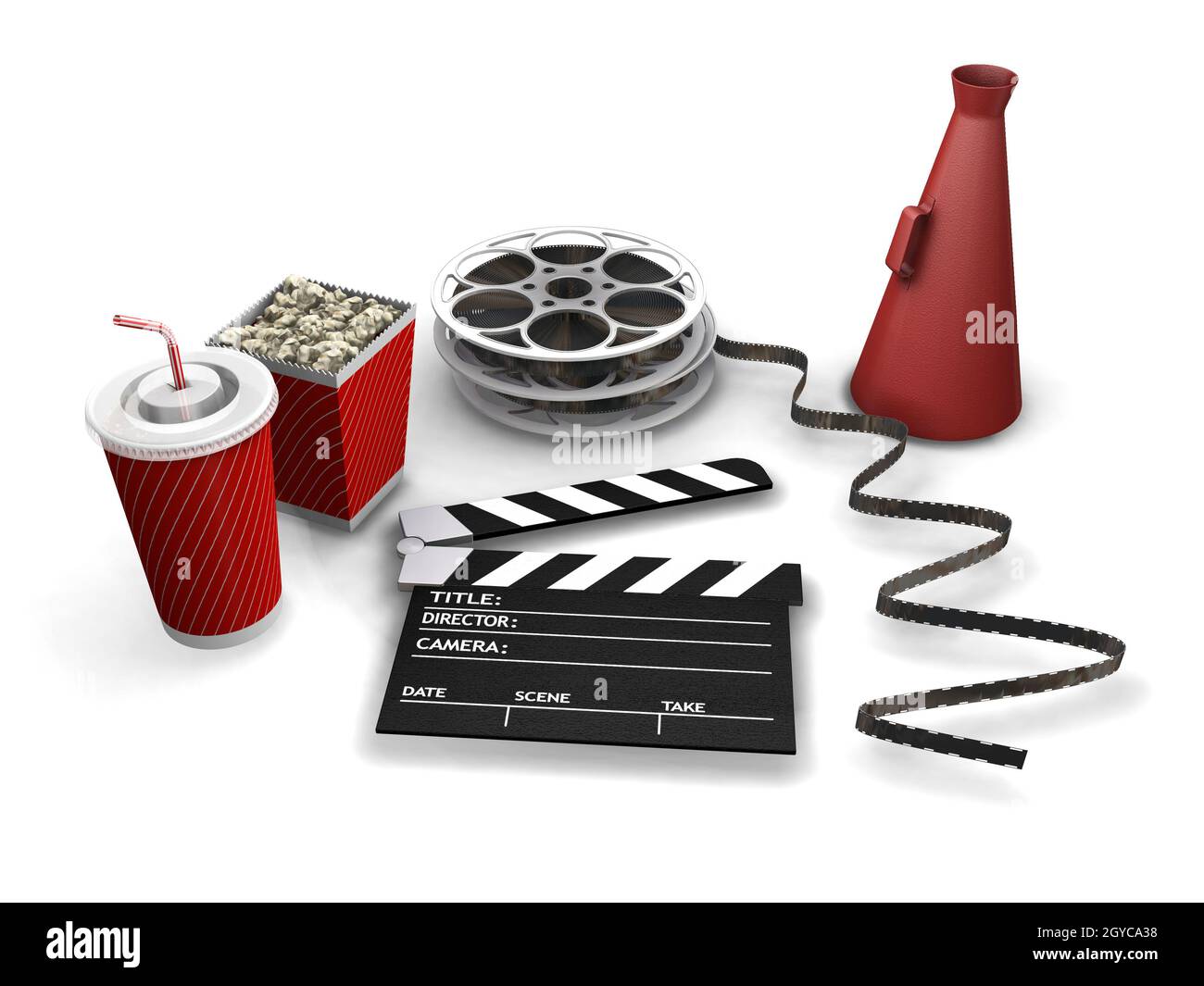 Movie clapper board popcorn Cut Out Stock Images & Pictures - Alamy