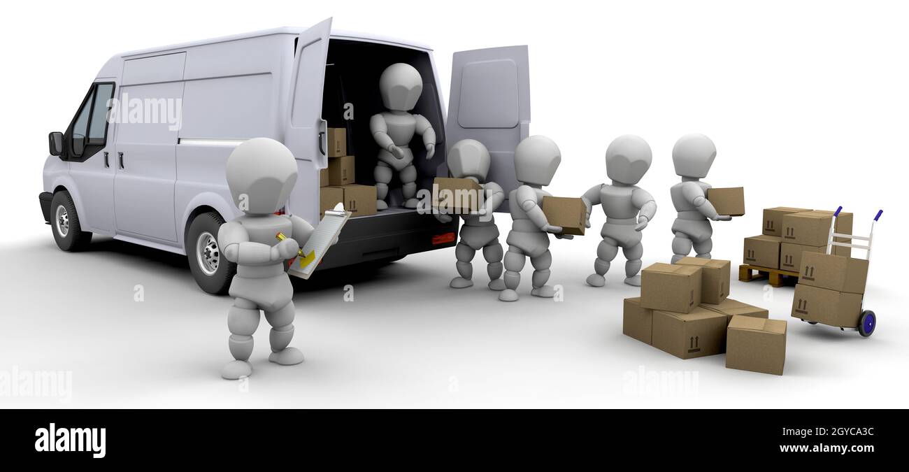 Removal boxes illustration Cut Out Stock Images & Pictures - Alamy