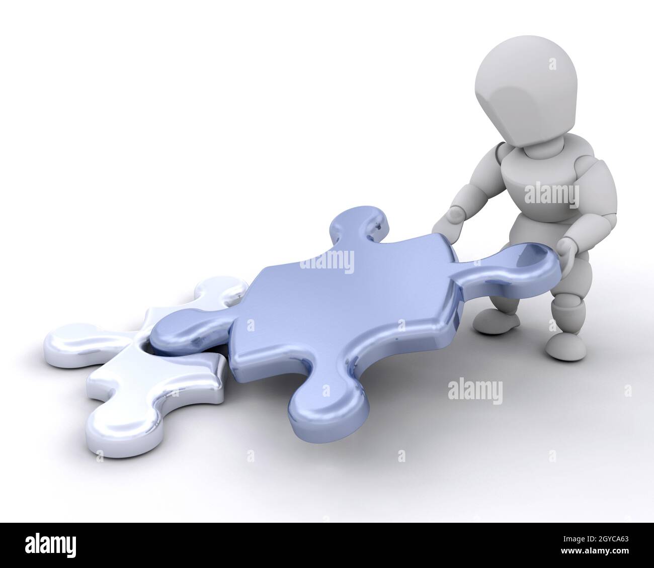 3D render of someone connecting puzzle pieces Stock Photo - Alamy