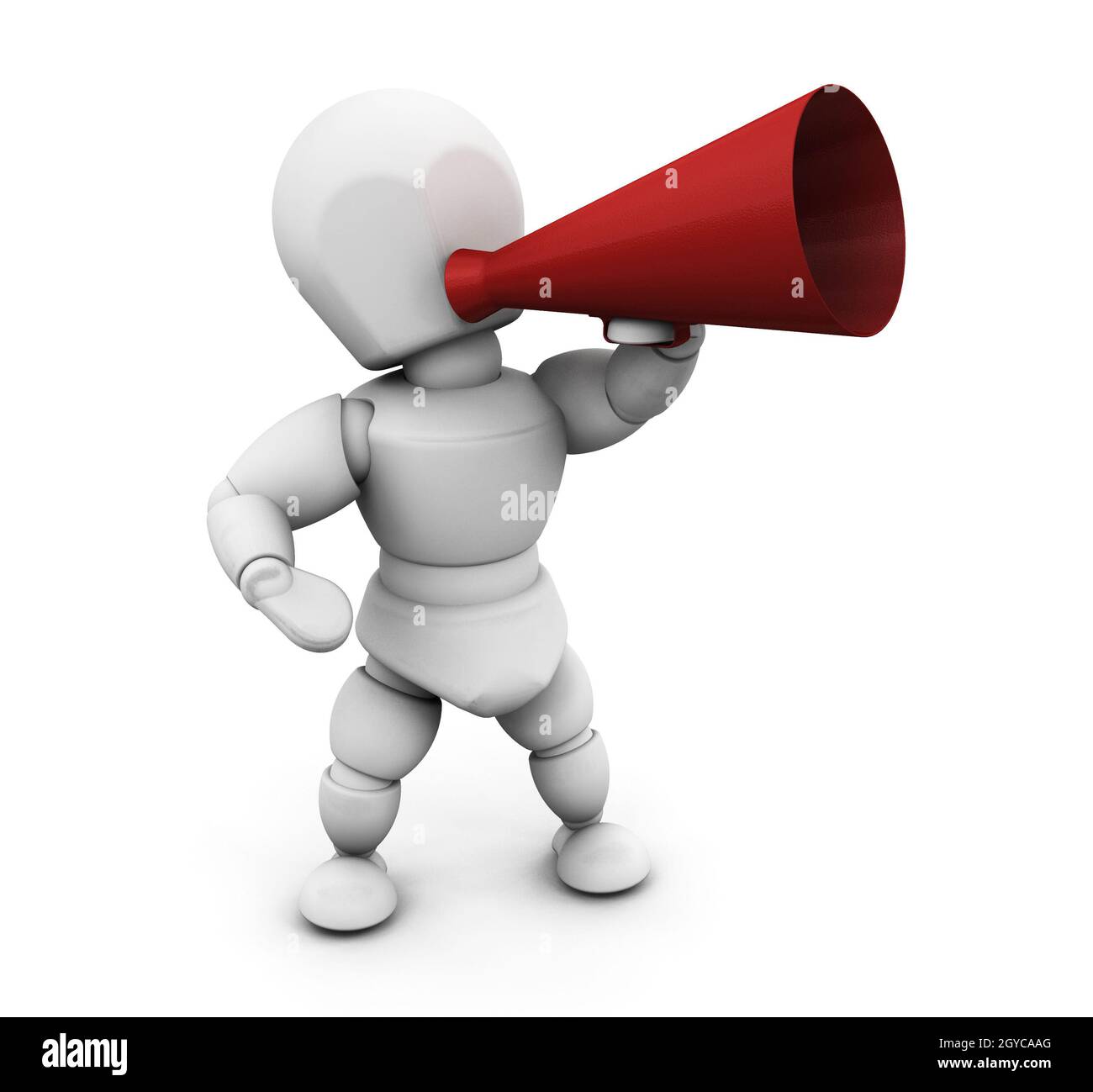 3D render of someone shouting in a megaphone Stock Photo - Alamy