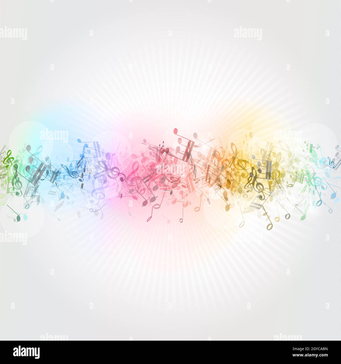 Abstract design background with colourful music notes Stock Photo - Alamy