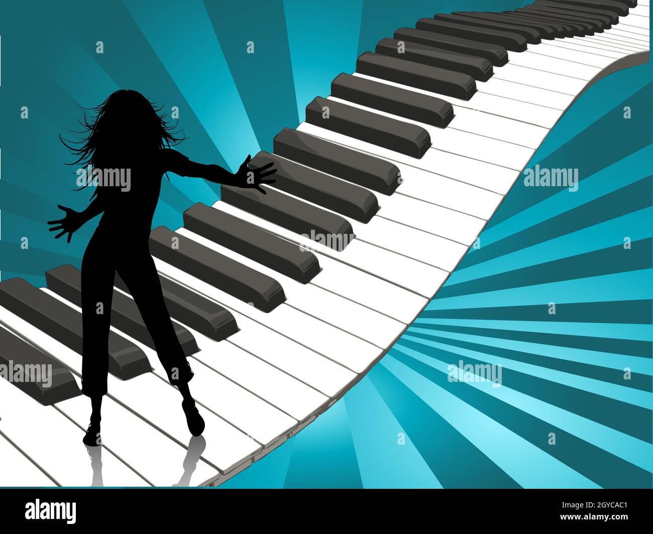 Silhouette of a female dancing on piano keys Stock Photo - Alamy