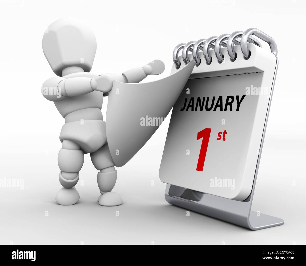 3D render of a man with a calender tearing off a page Stock Photo - Alamy