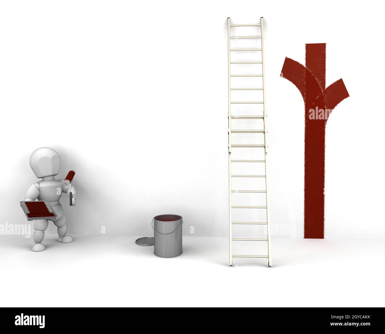 3D render of a man painting a wall Stock Photo - Alamy