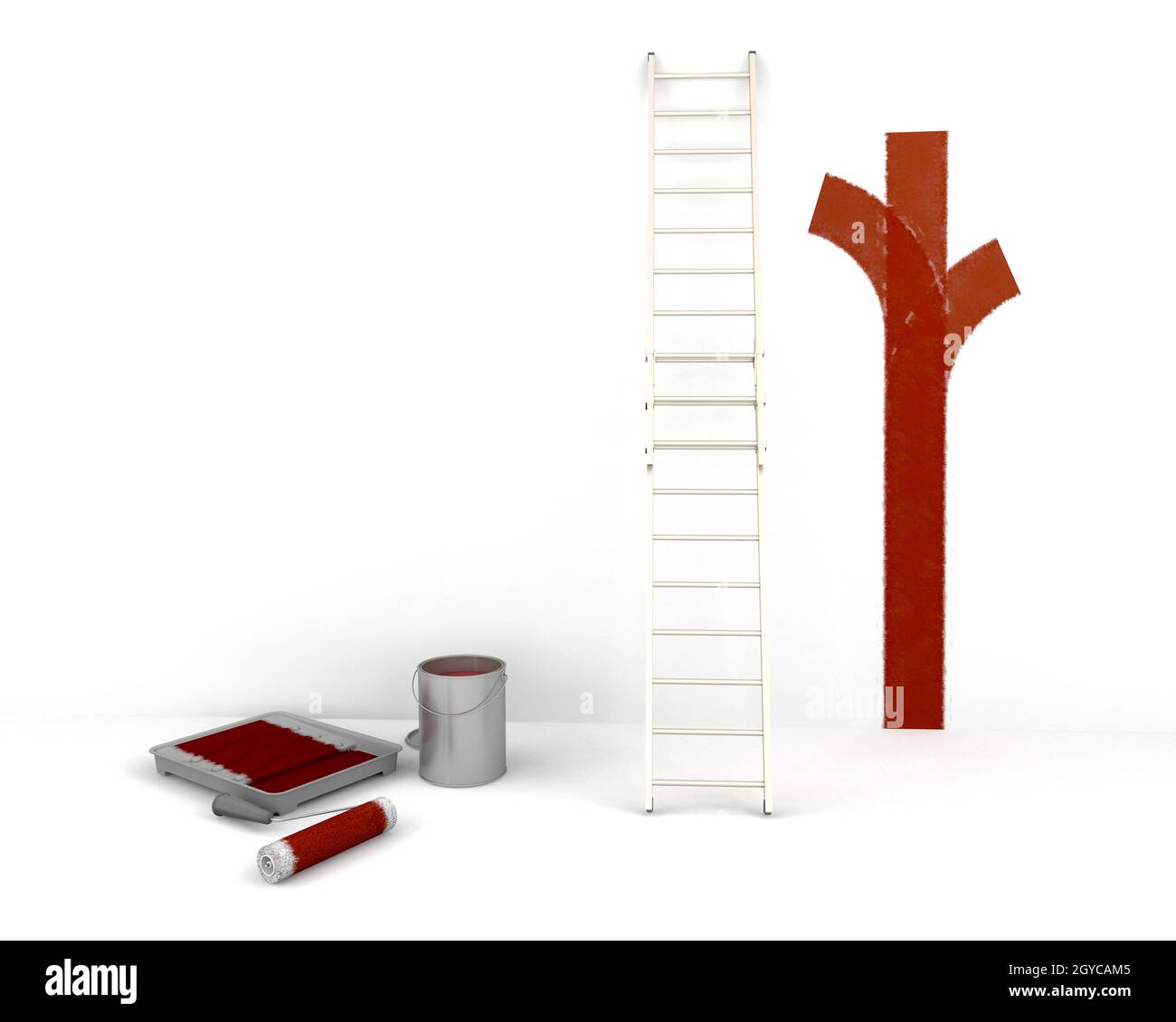 3D render of a wall being painted Stock Photo - Alamy