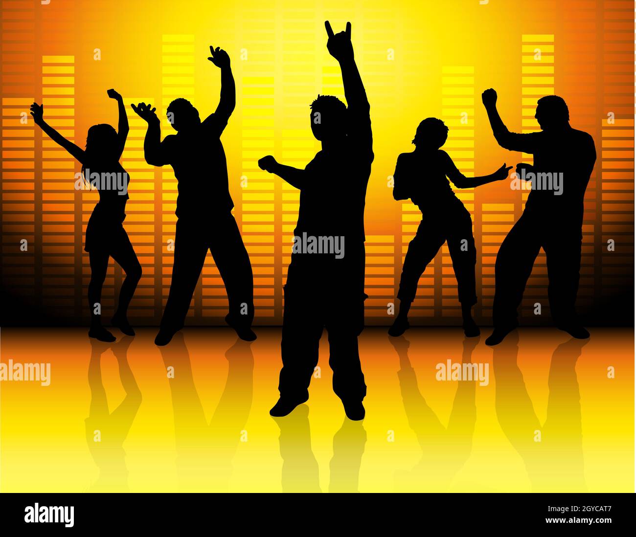 Silhouettes of people dancing on music background Stock Photo - Alamy