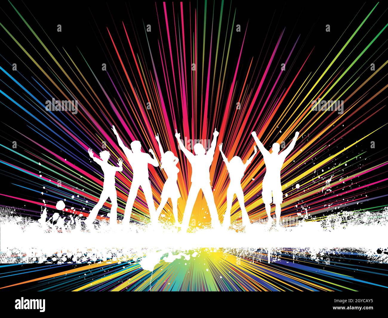 Silhouettes of people dancing on grunge style background Stock Photo ...