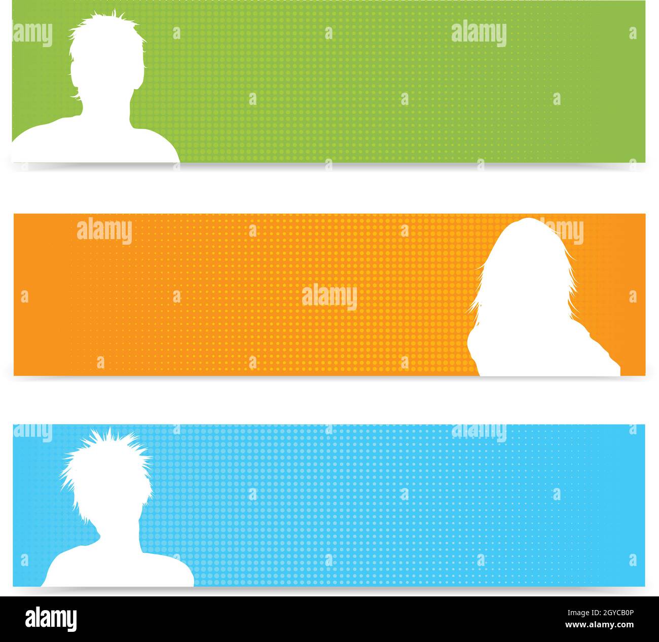 Silhouettes of people avatars on halftone dot banners Stock Photo - Alamy