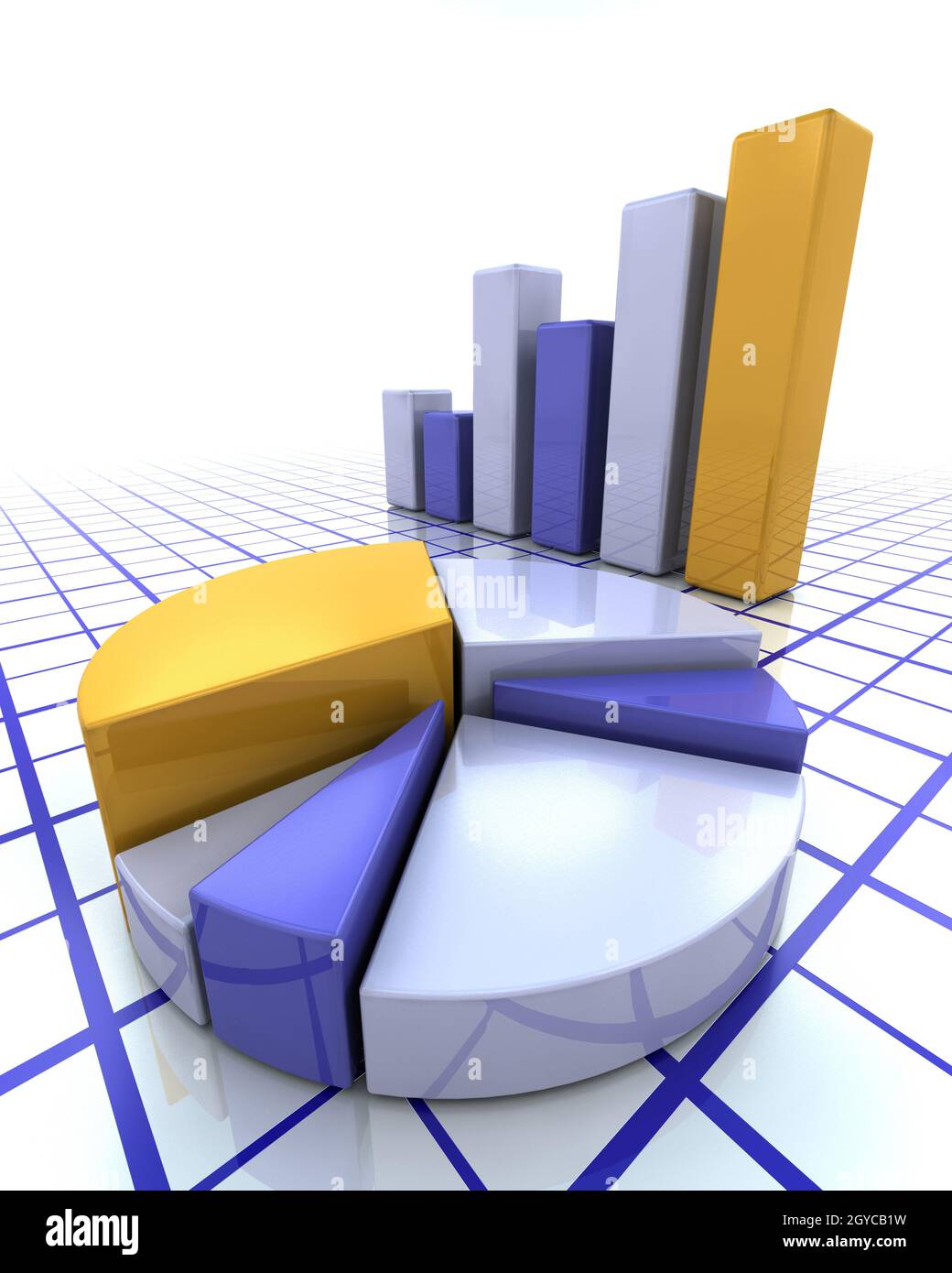 3D render of a bar chart and pie chart Stock Photo - Alamy