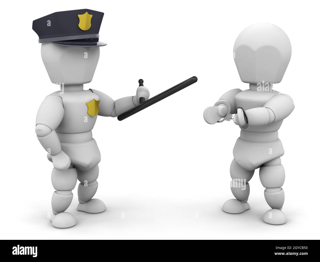 3D render of a policeman with a criminal Stock Photo - Alamy