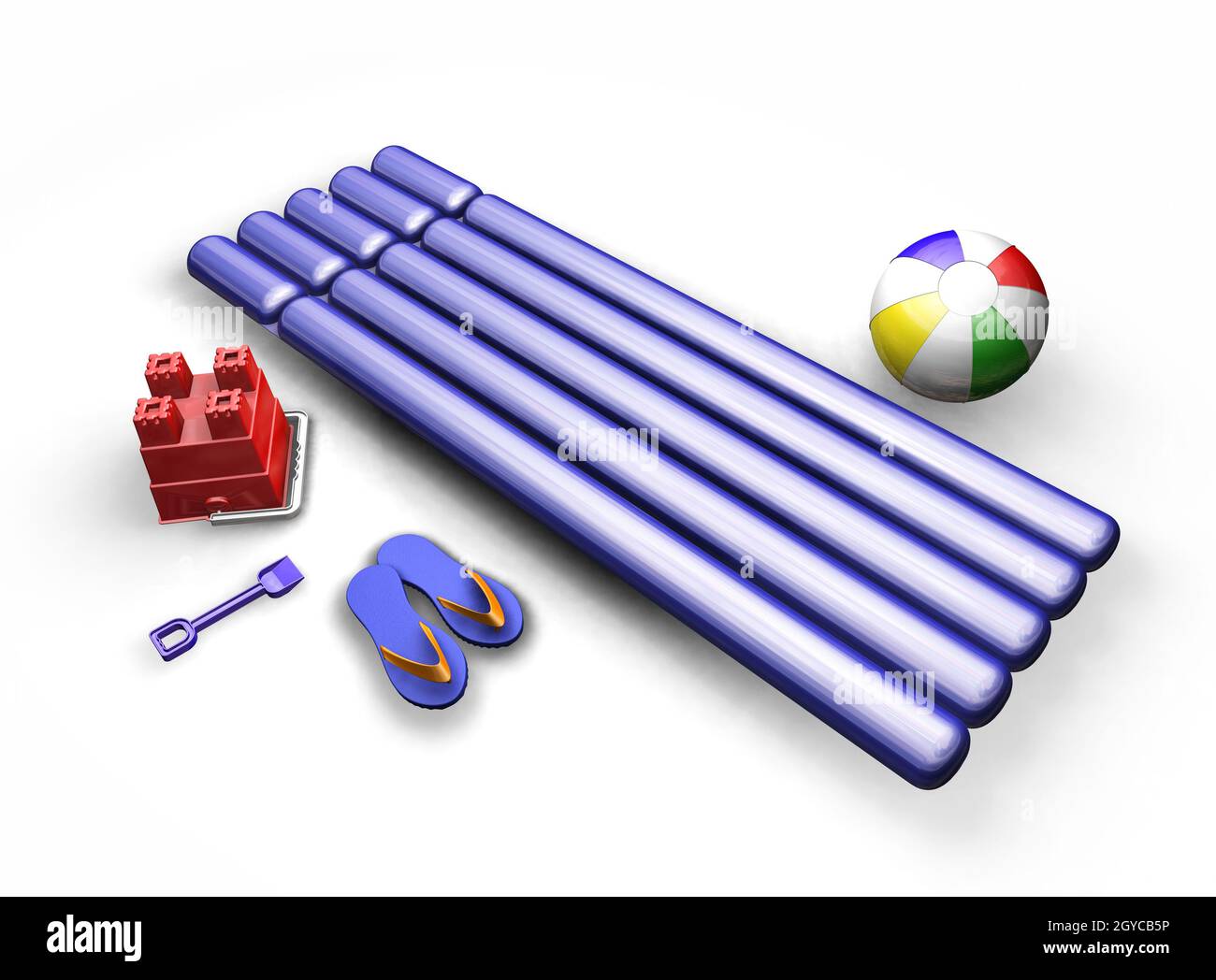 3D render of beach items Stock Photo - Alamy