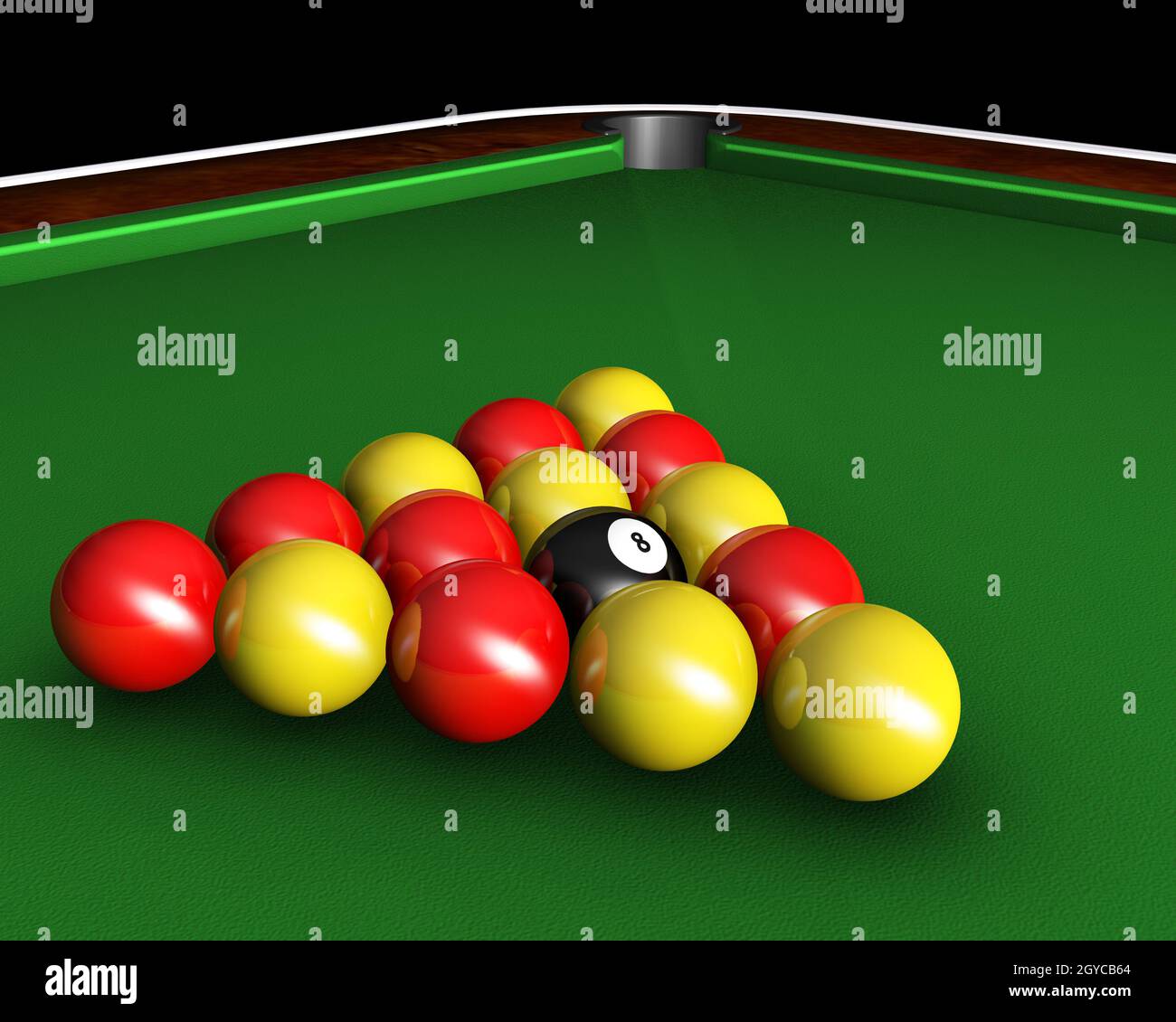 3D render of pool balls on pool table Stock Photo - Alamy