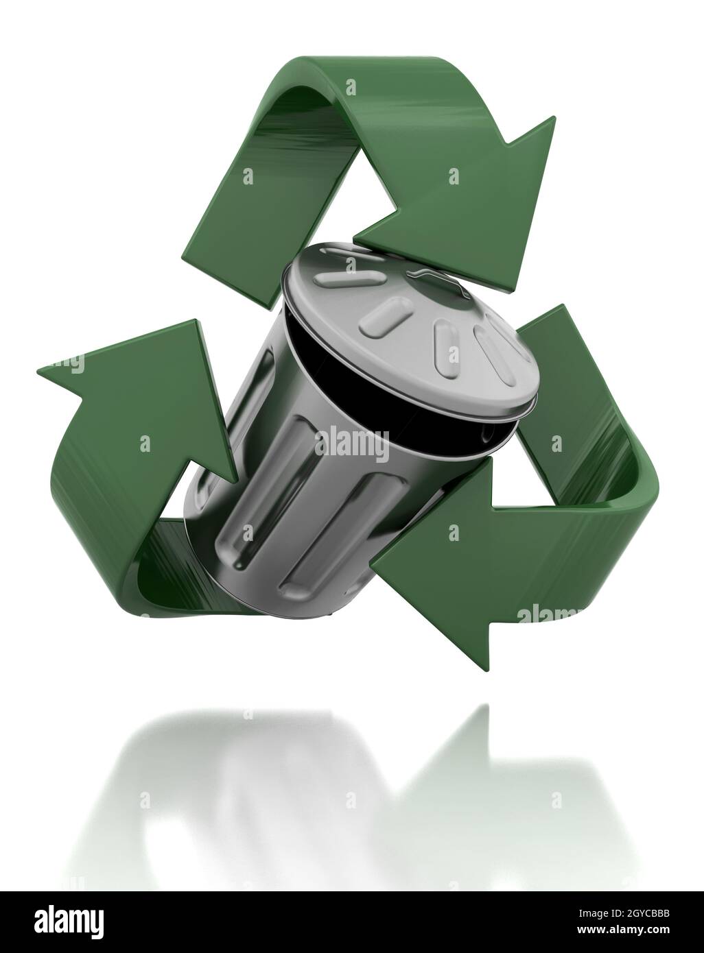 Trash can in a recycling symbol Stock Photo - Alamy