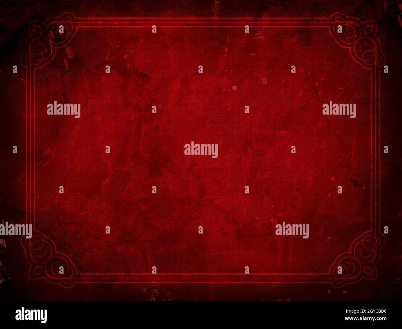 Red detailed grunge background with decorative border Stock Photo - Alamy