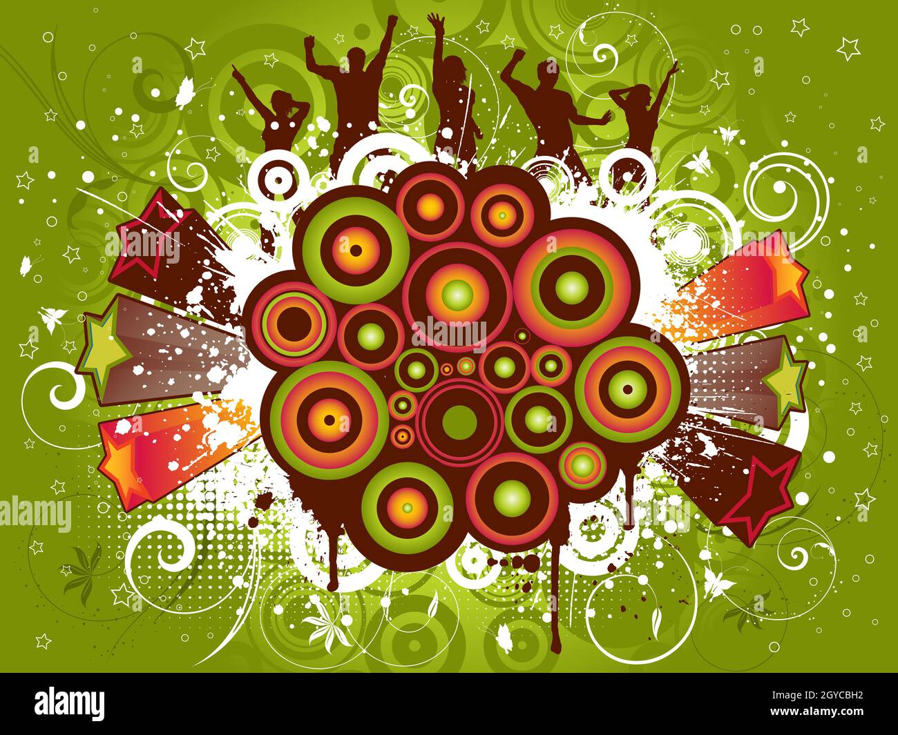 People dancing on retro styled background Stock Photo - Alamy