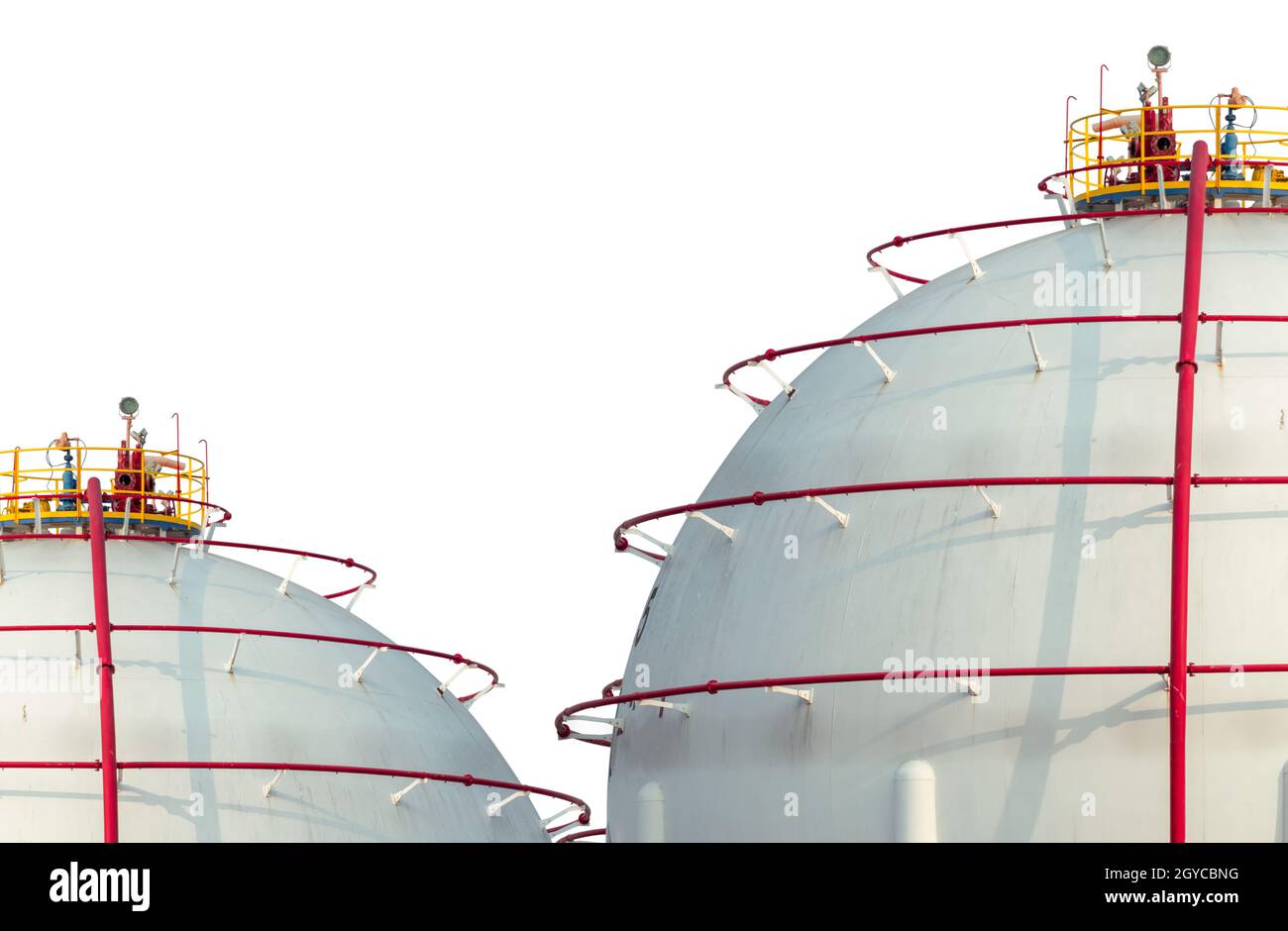 Industrial gas storage tank isolated on white background. LNG or ...