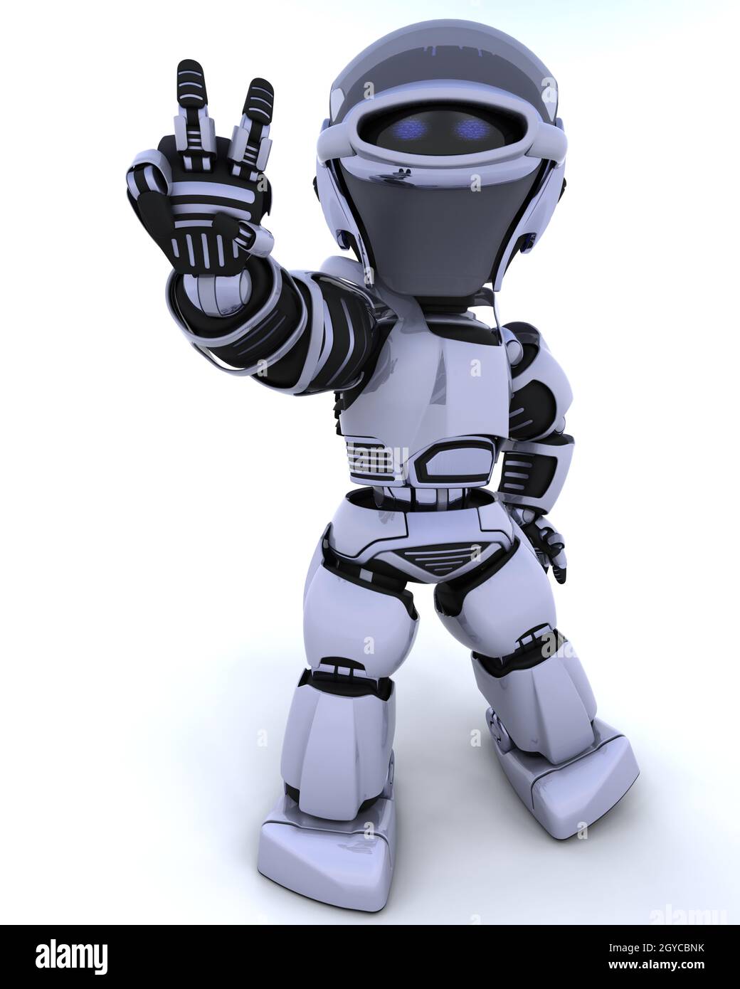 3D render of a robot presenting peace sign Stock Photo - Alamy