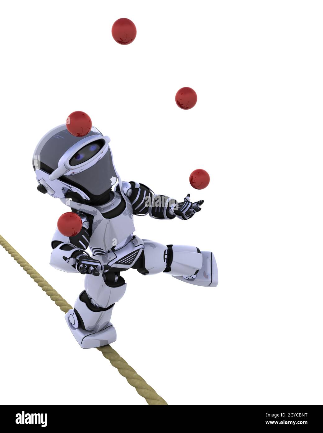 3D render of a robot juggling balls on tight rope Stock Photo - Alamy