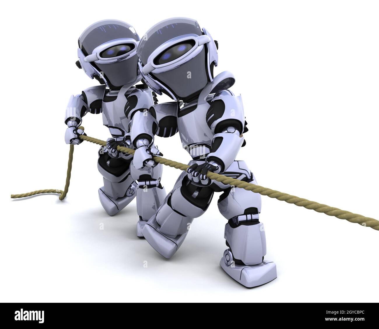 3D Render of robots pulling on a rope Stock Photo - Alamy