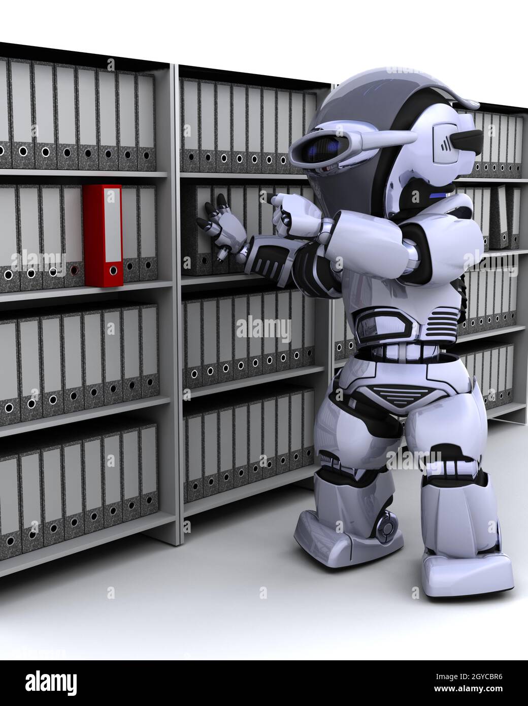 3D Render of robot filing documents Stock Photo - Alamy
