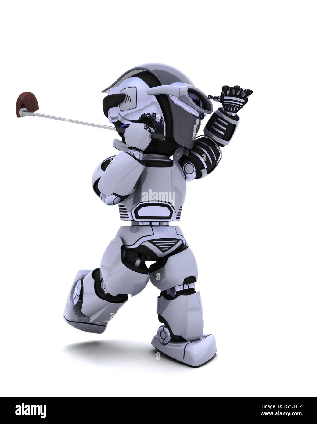 3D render of robot with club playing golf Stock Photo - Alamy