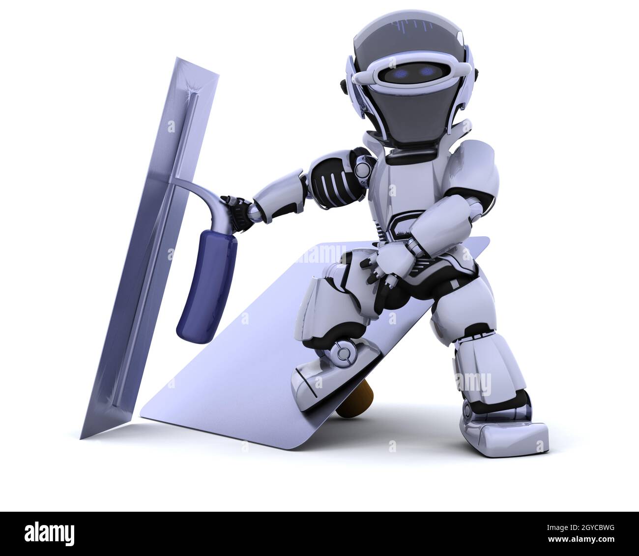 3D render of a robot with plastering tools Stock Photo - Alamy