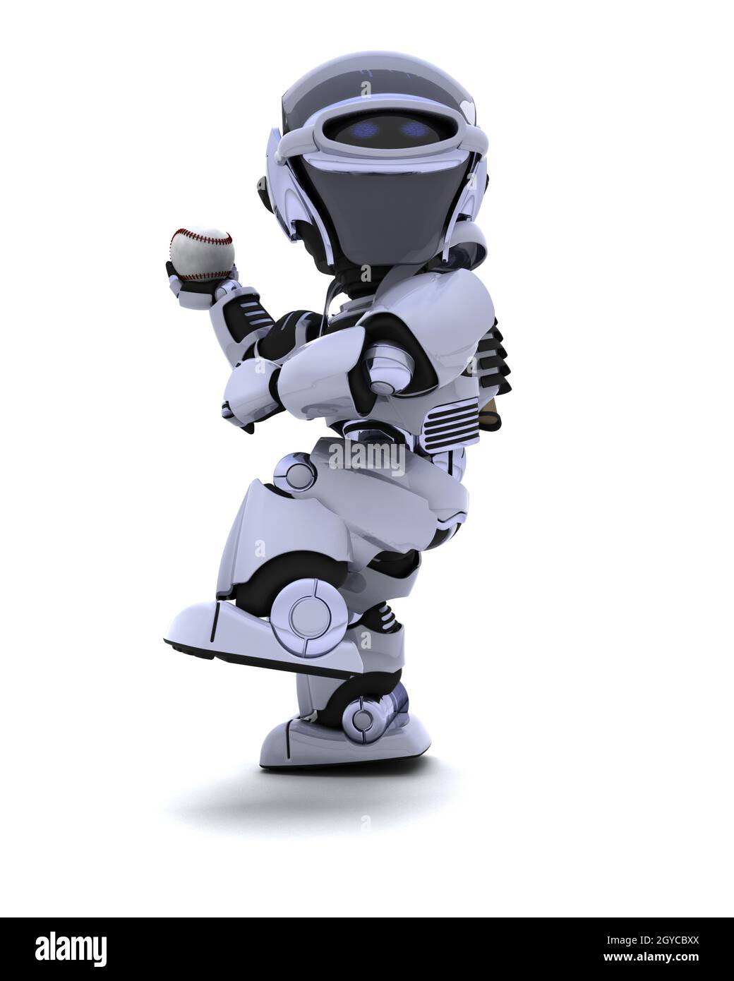 3D render of a Robot playing baseball Stock Photo - Alamy