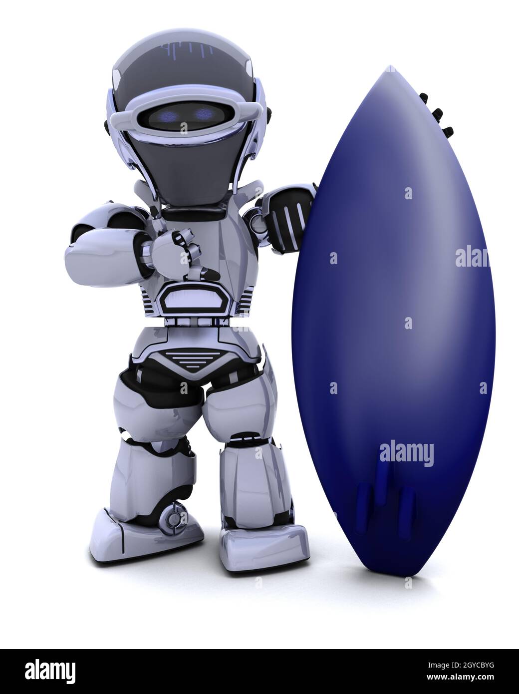 3D render of a Robot with a surf board Stock Photo - Alamy