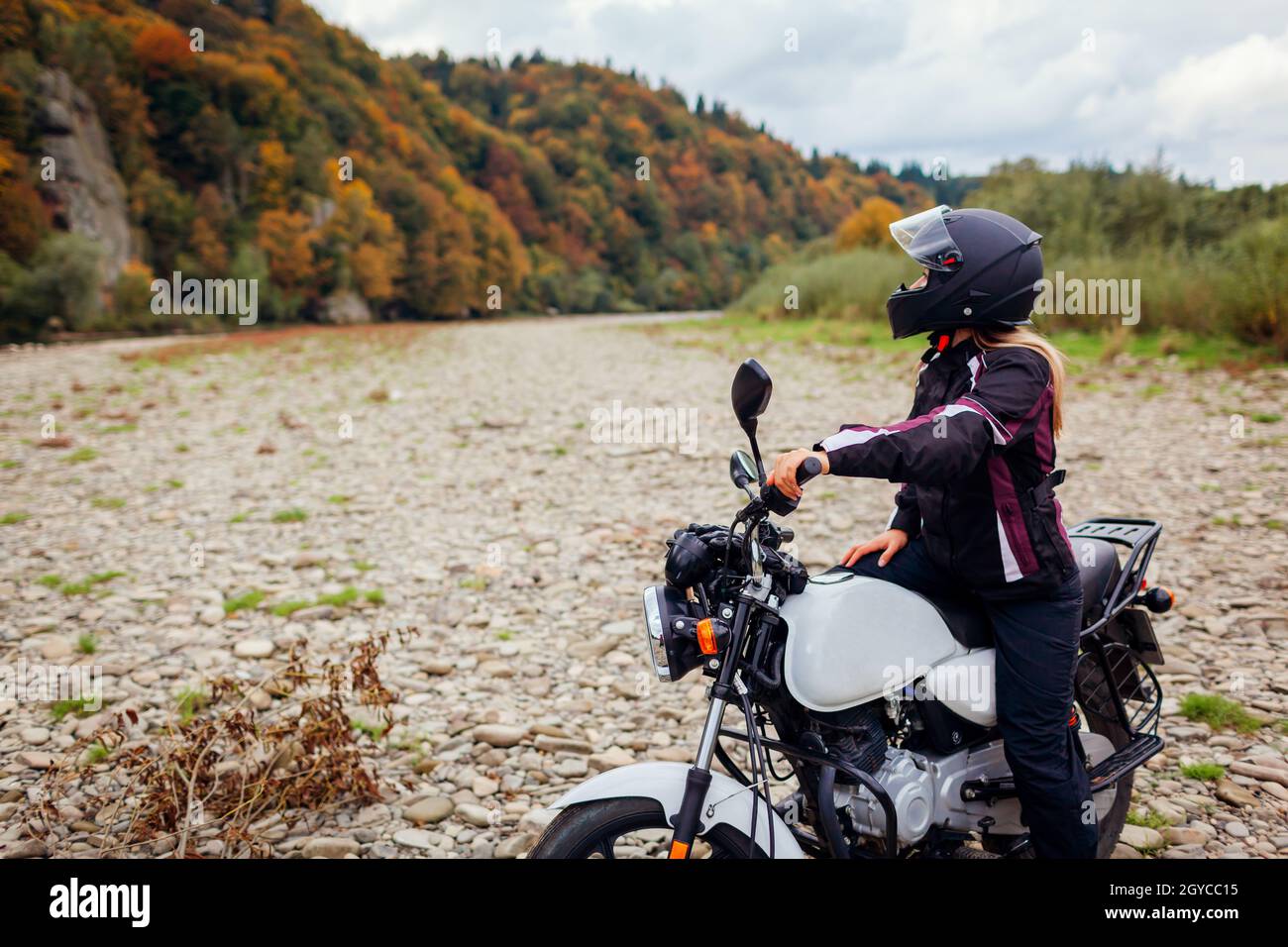 Female biker on motorbike in hi-res stock photography and images - Alamy