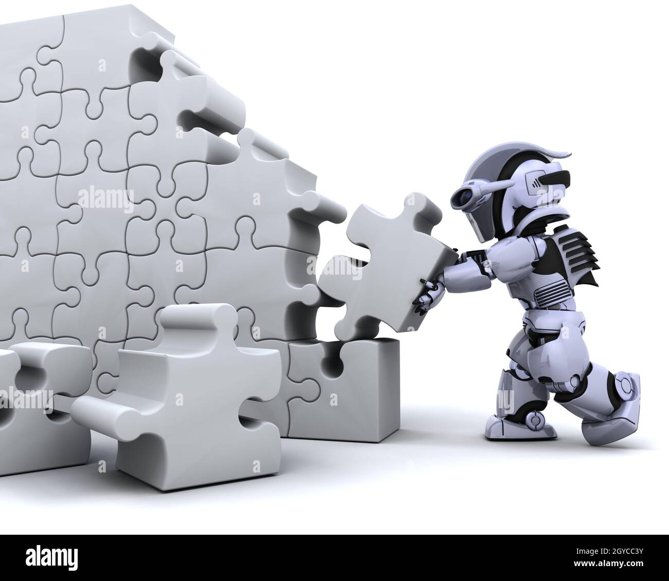 Robot solving jigsaw puzzle hi-res stock photography and images - Alamy