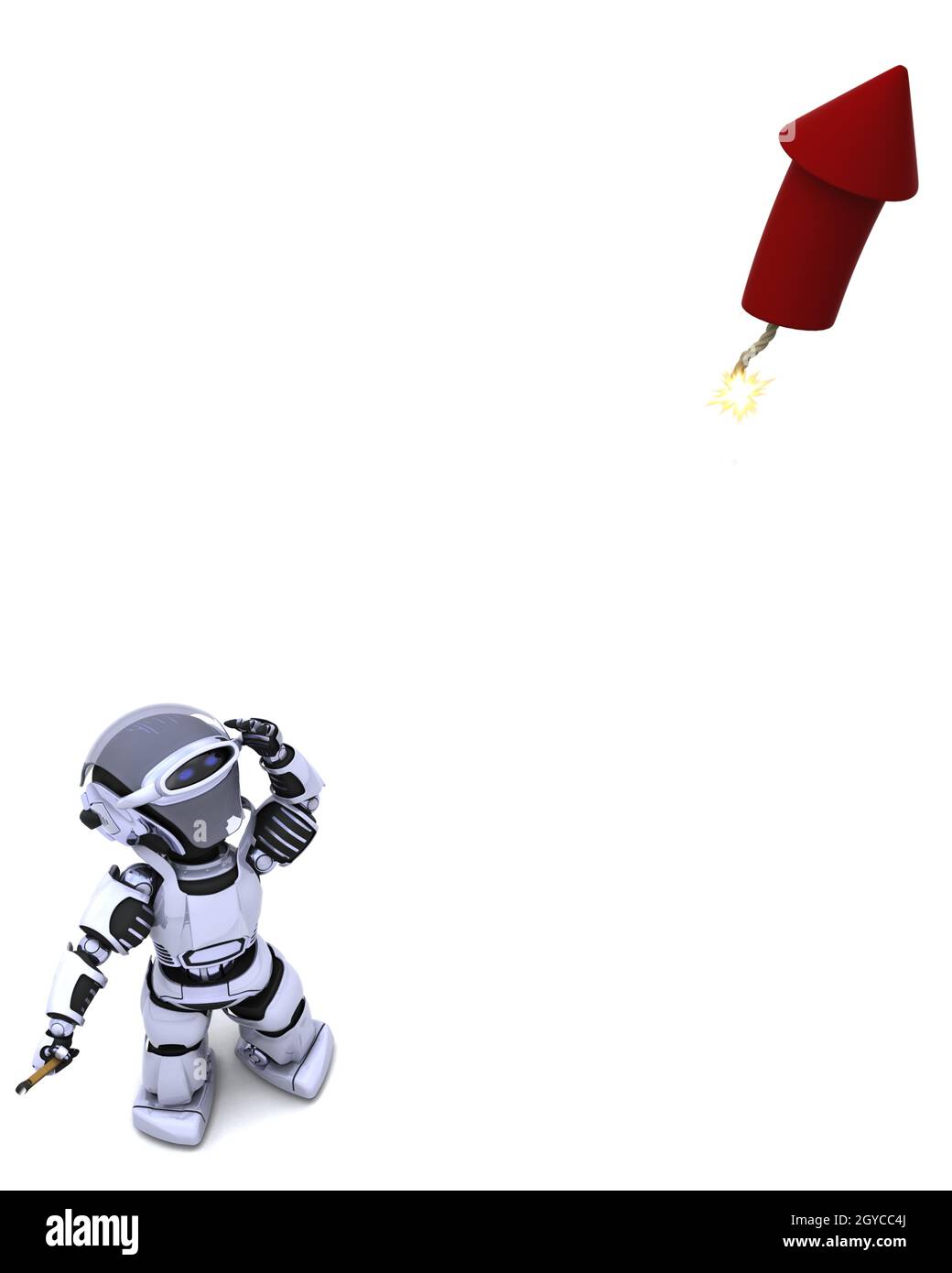 3D Render of a Robot lighting a firework Stock Photo - Alamy