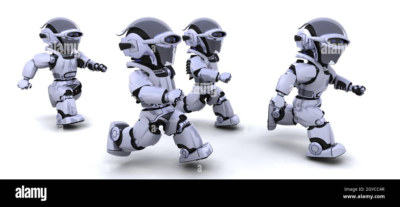 3d Render of robots competing in a race Stock Photo - Alamy
