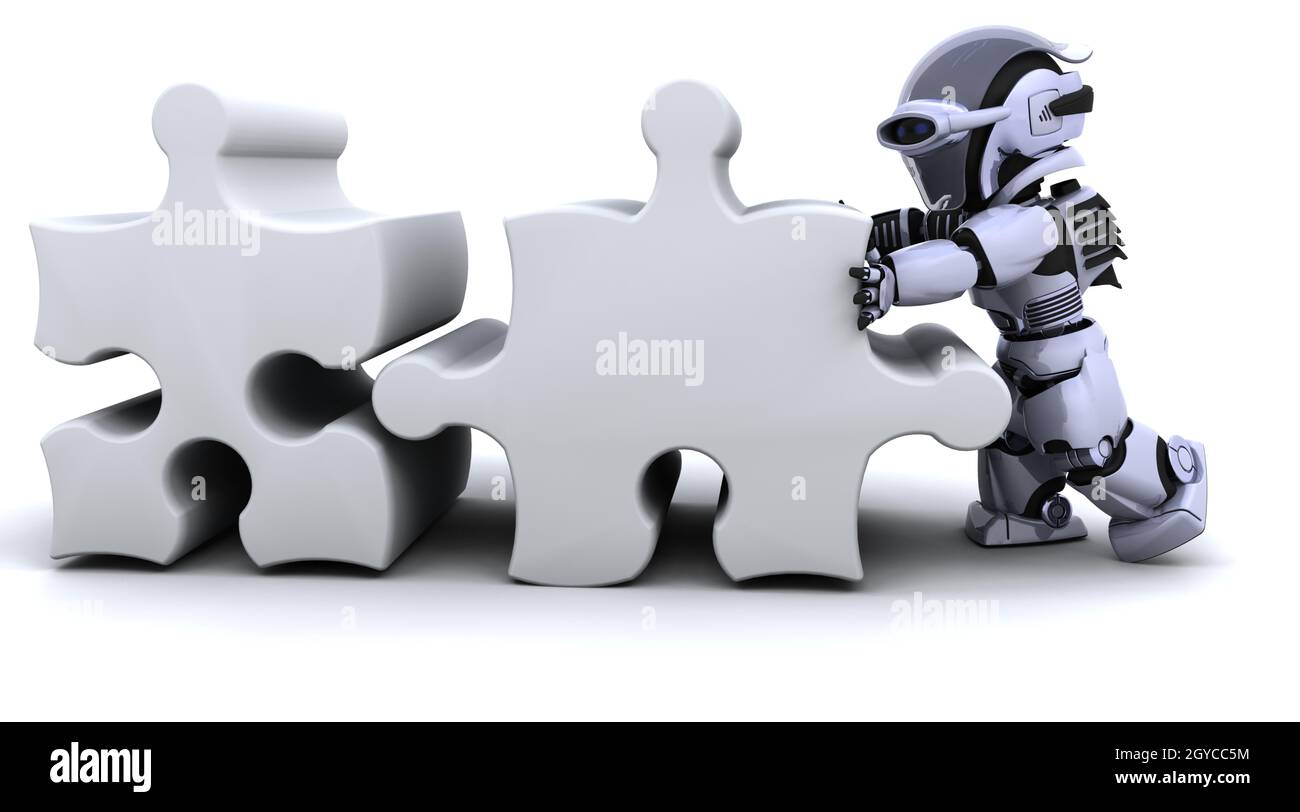 Robot solving jigsaw puzzle hi-res stock photography and images - Alamy