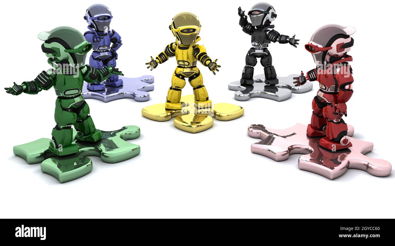 Robot solving jigsaw puzzle hi-res stock photography and images - Alamy