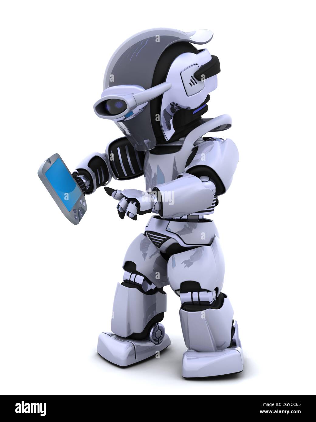 3D render of a robot character witha a palm pilot Stock Photo - Alamy