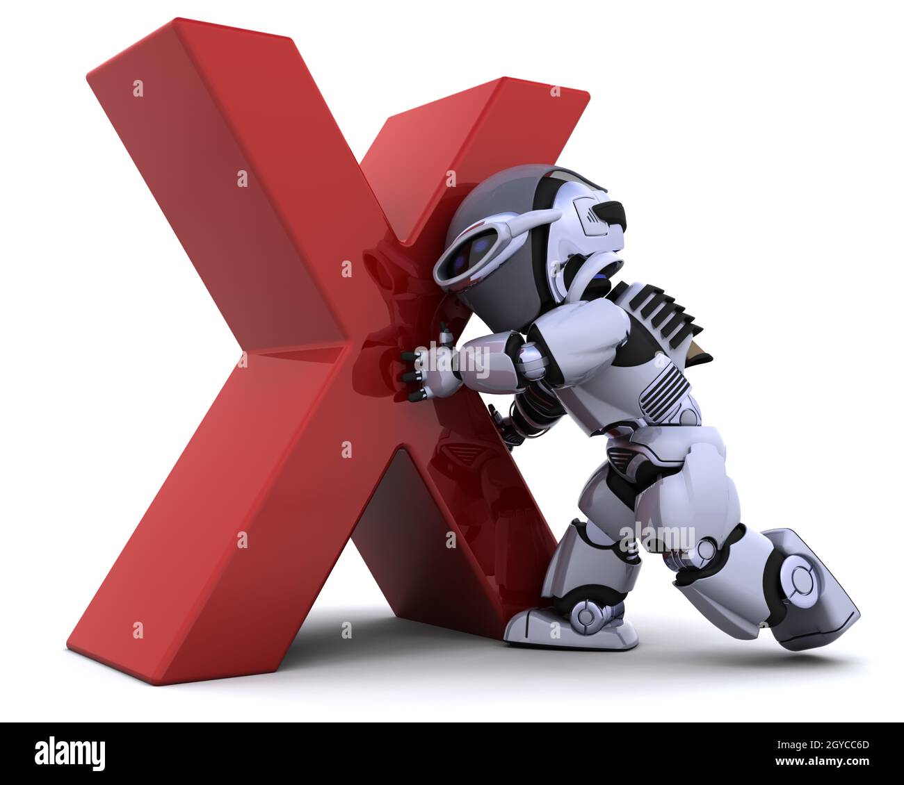 3d render of a robot with a symbol Stock Photo - Alamy