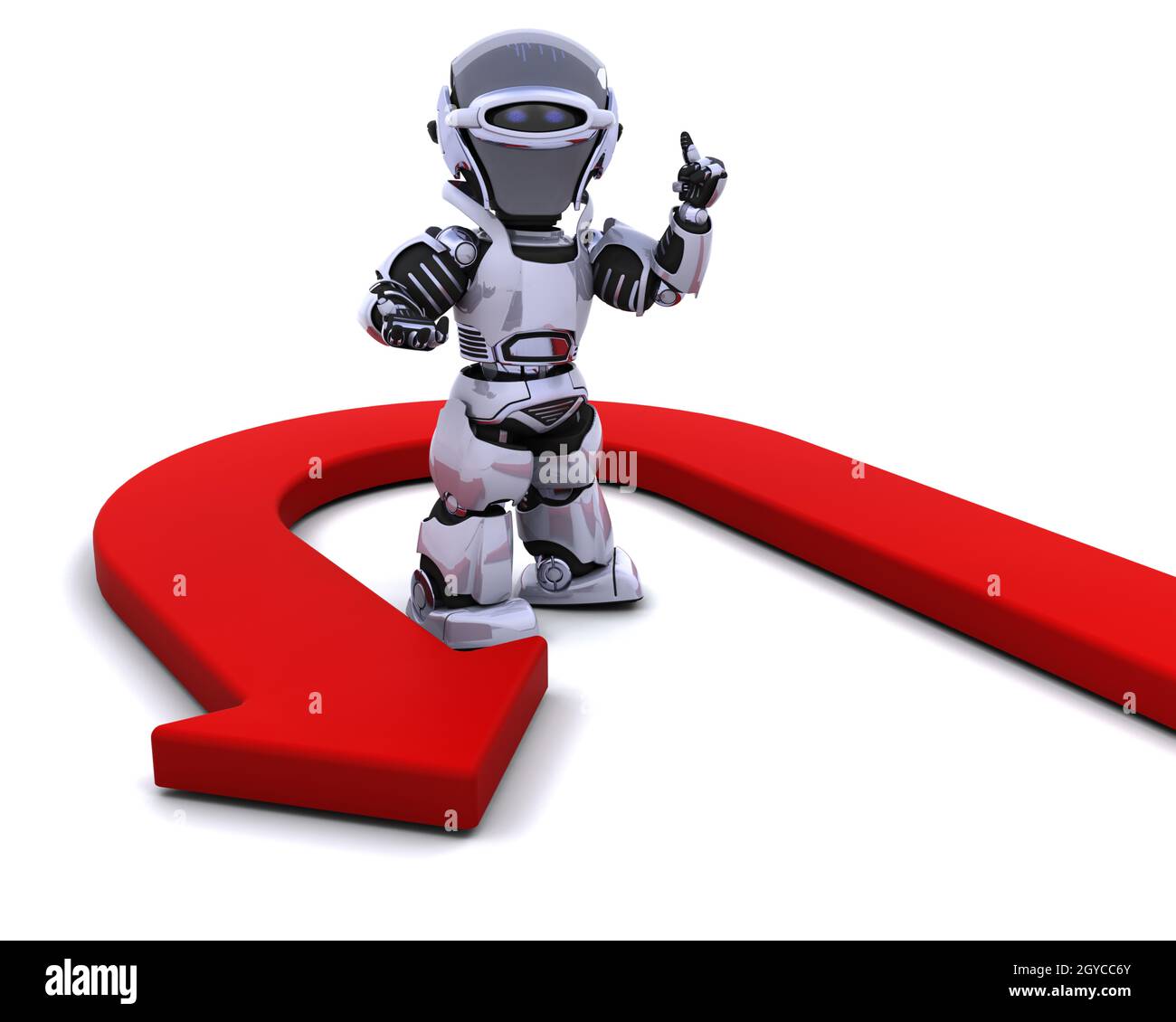 3D render of a robot with u-turn arrow Stock Photo - Alamy
