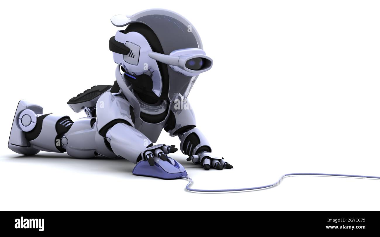 3D render of robot with a computer mouse Stock Photo - Alamy
