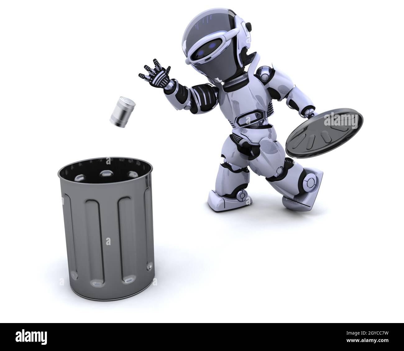 3D render of a robot with trash Stock Photo - Alamy