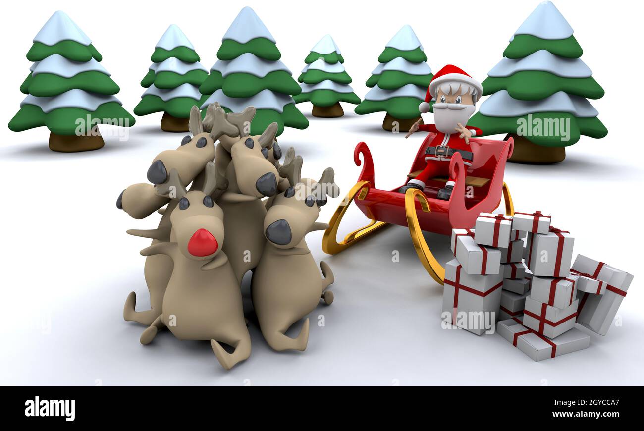 3d render of santa claus and gifts Stock Photo - Alamy