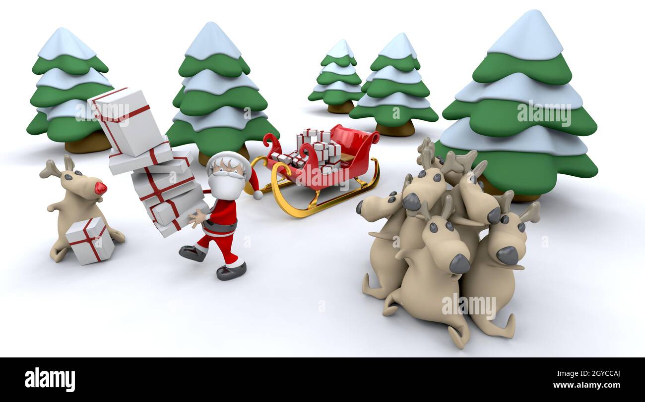 3d render of santa claus and gifts Stock Photo - Alamy