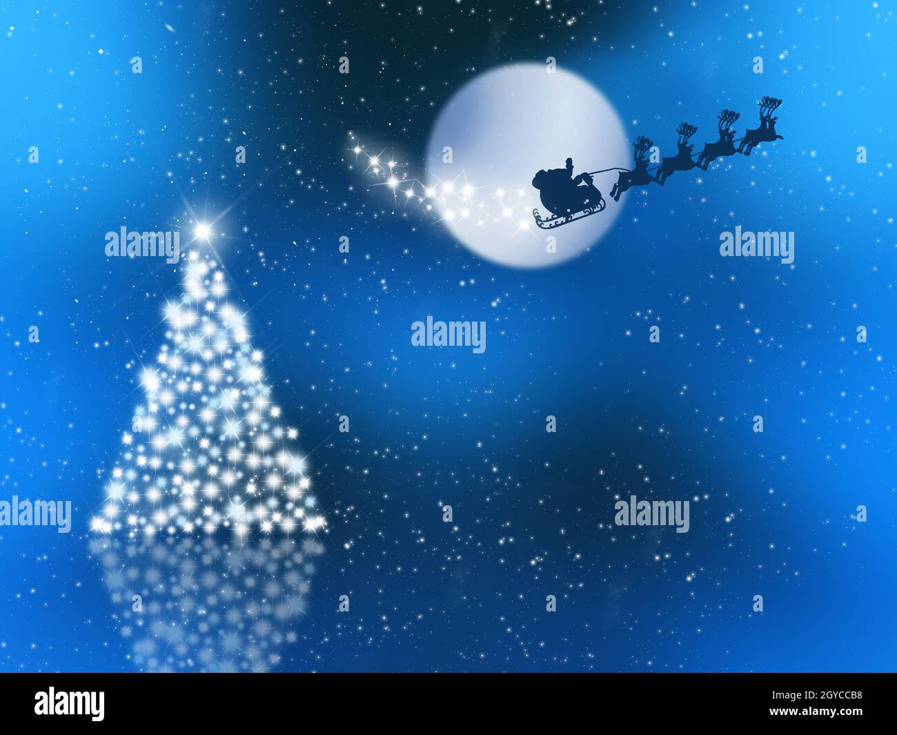 Santa claus in the starry night sky Stock Photo - Alamy