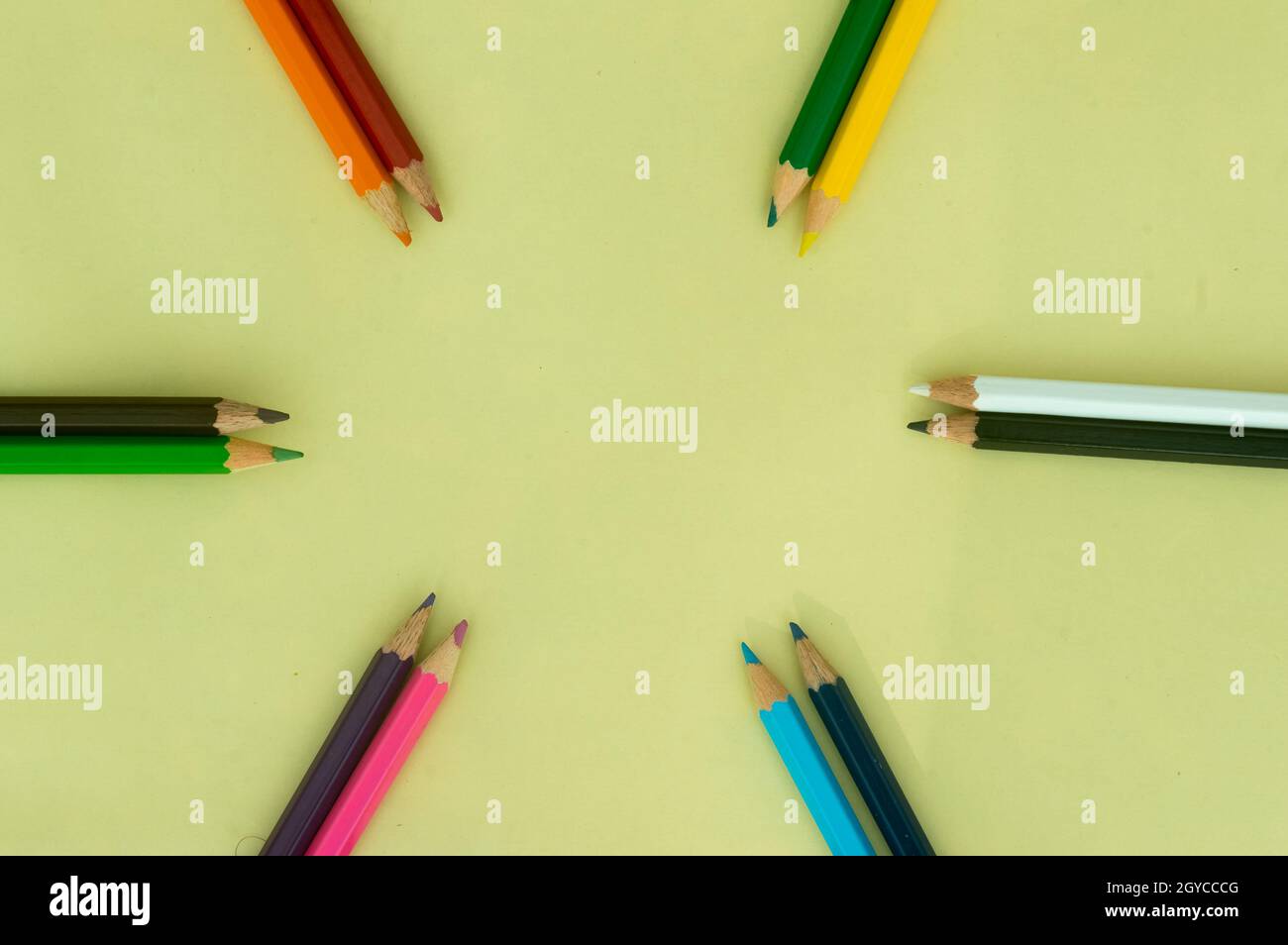 Color pencil background photography. Multi colored pencil pointing ...