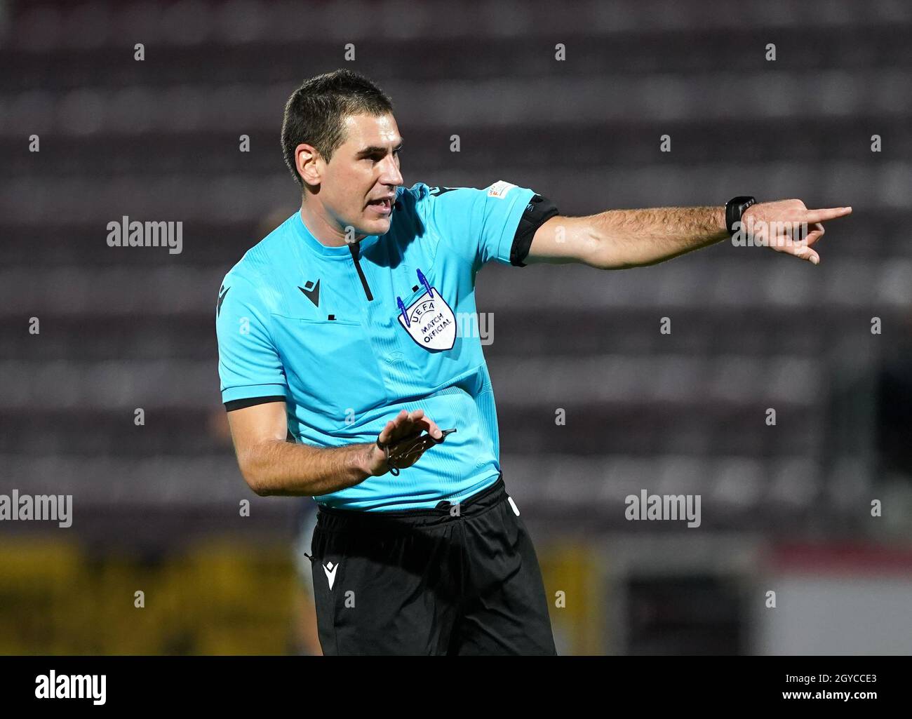 Referee Rade Obrenovic during the UEFA Under-21 Championship Qualifying ...