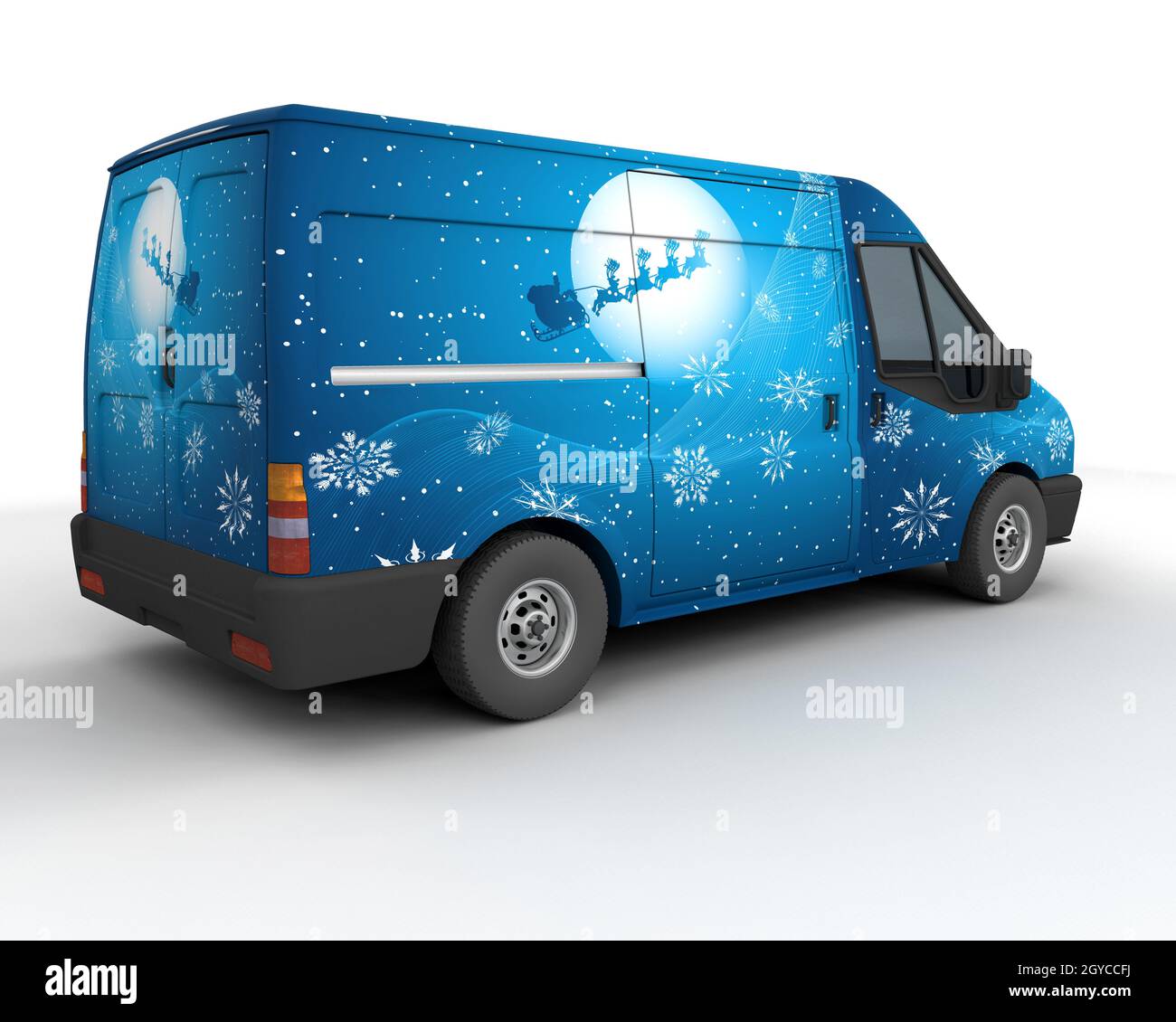 3D Render of a Christmas Delivery Van Isolated on White Stock Photo - Alamy
