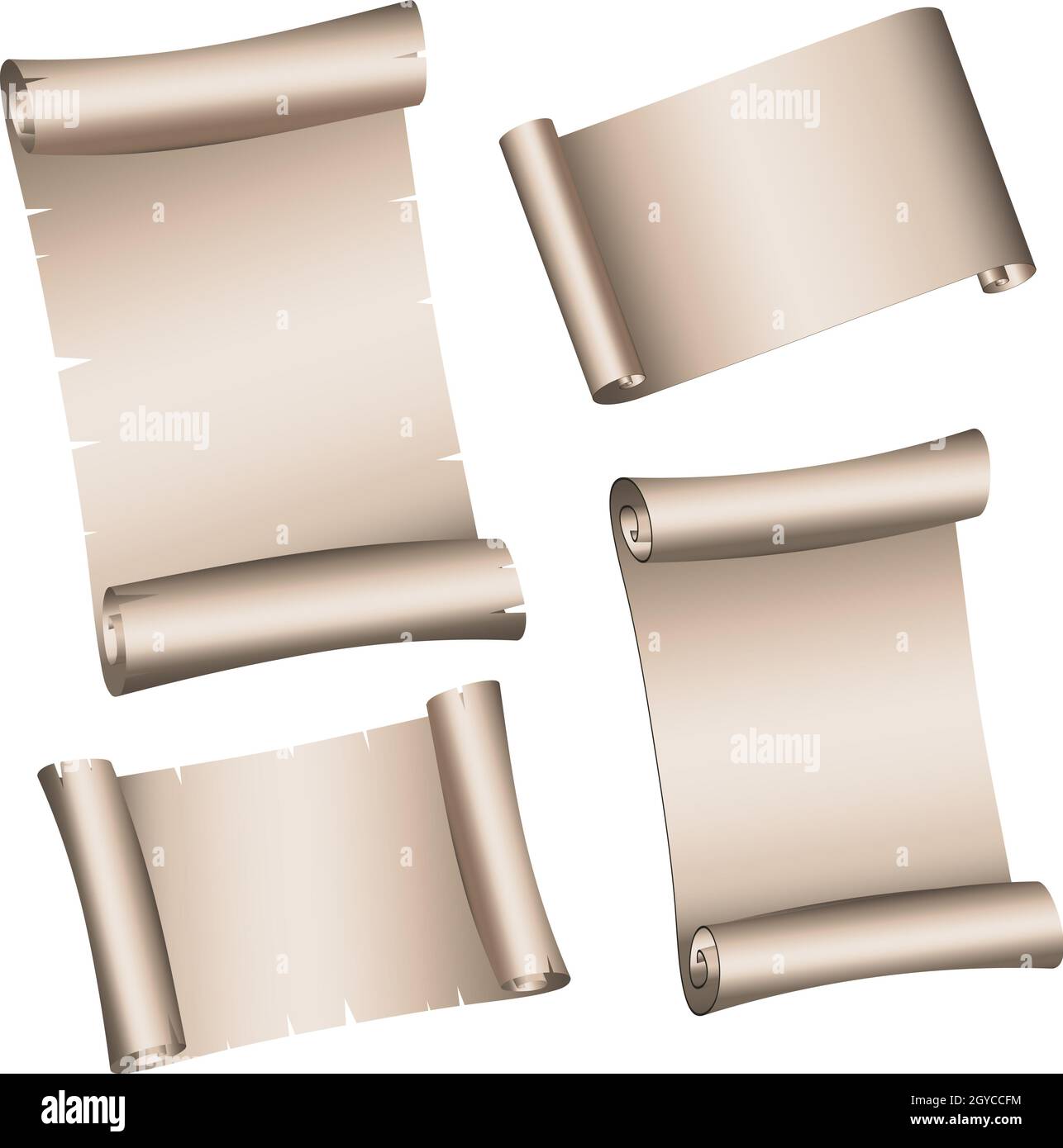 Various designs of parchment scrolls Stock Photo - Alamy